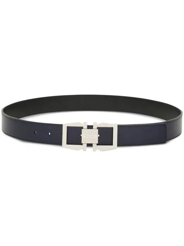 FERRAGAMO Reversible Gancini Leather Belt - Blue