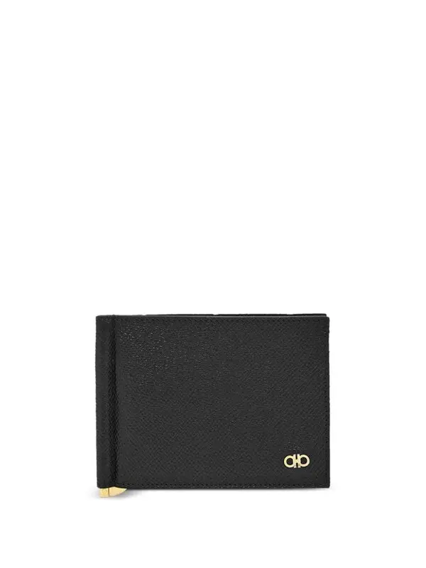 FERRAGAMO Gancini-plaque Leather Wallet - Black
