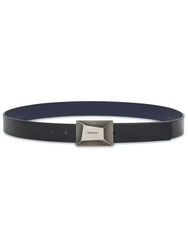 FERRAGAMO Reversible Leather Belt - Blue