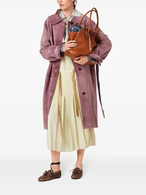 Miu Miu Logo-embossed Leather Coat