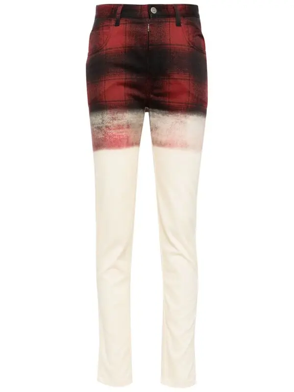 MAISON MARGIELA Checked Skinny Jeans - Red