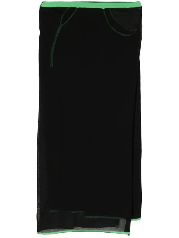 Paris Georgia Contrast-trim Knitted Midi Skirt - Black