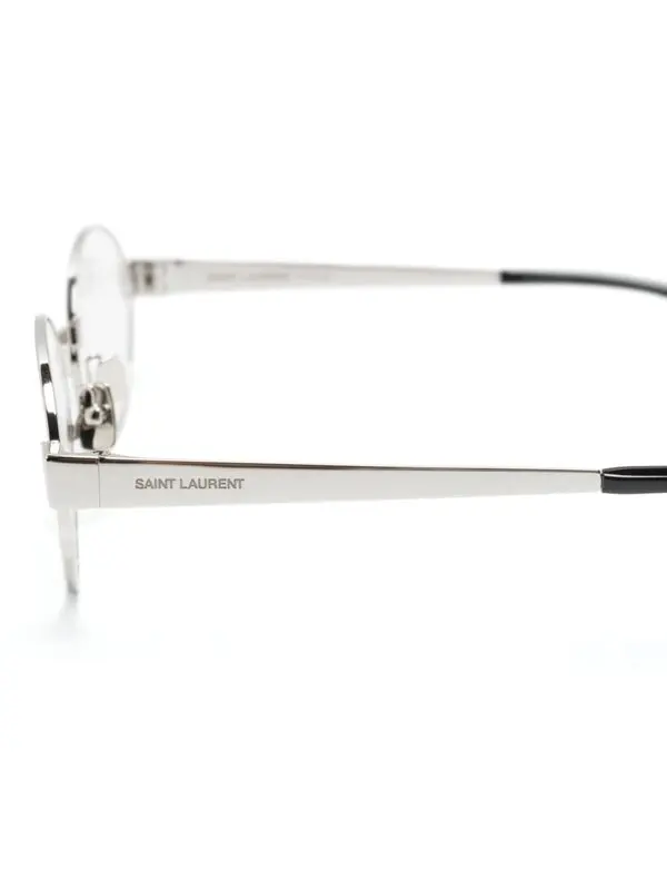 Saint Laurent Logo-engraved Oval-frame Glasses