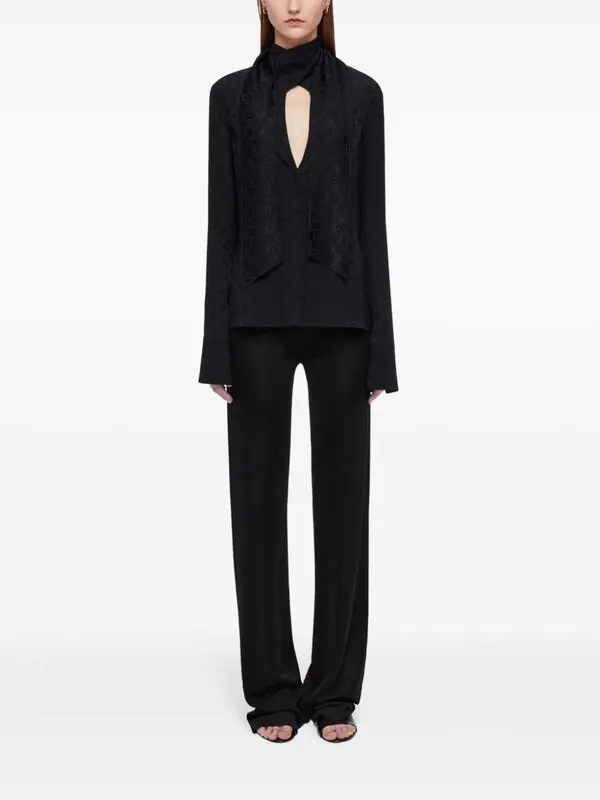 FERRAGAMO Gancini Jacquard Silk Blouse