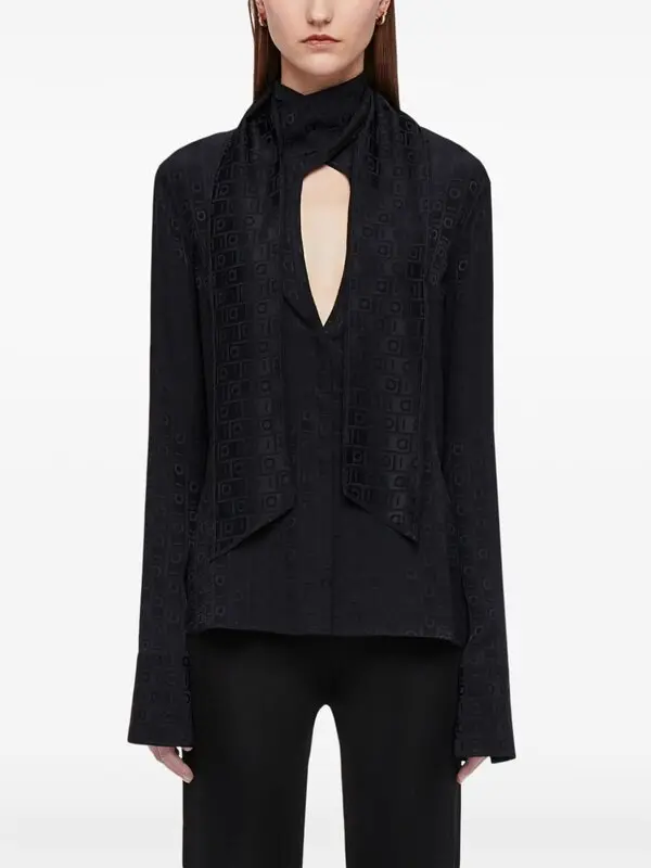 FERRAGAMO Gancini Jacquard Silk Blouse