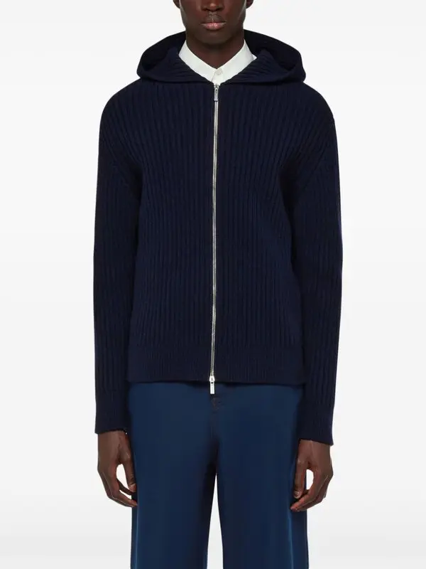 FERRAGAMO Hooded Virgin Wool Cardigan