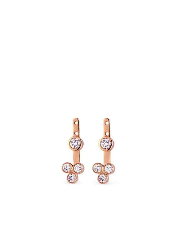 LARK & BERRY 14kt Rose Gold Trinity Diamond Earrings - Pink