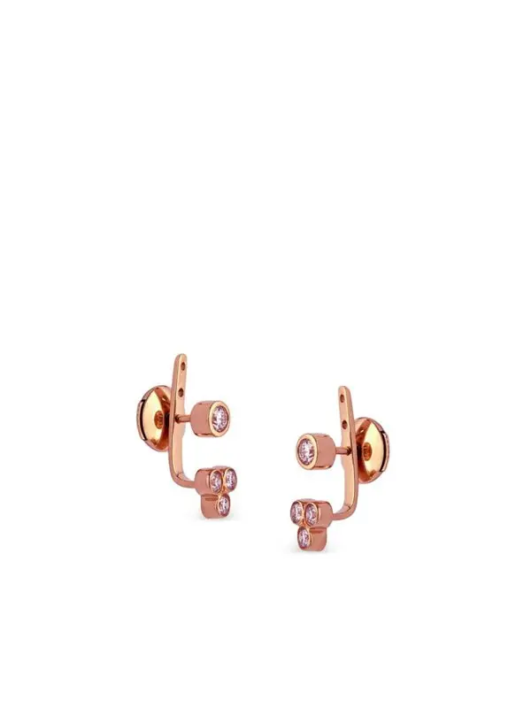 LARK & BERRY 14kt Rose Gold Trinity Diamond Earrings - Pink