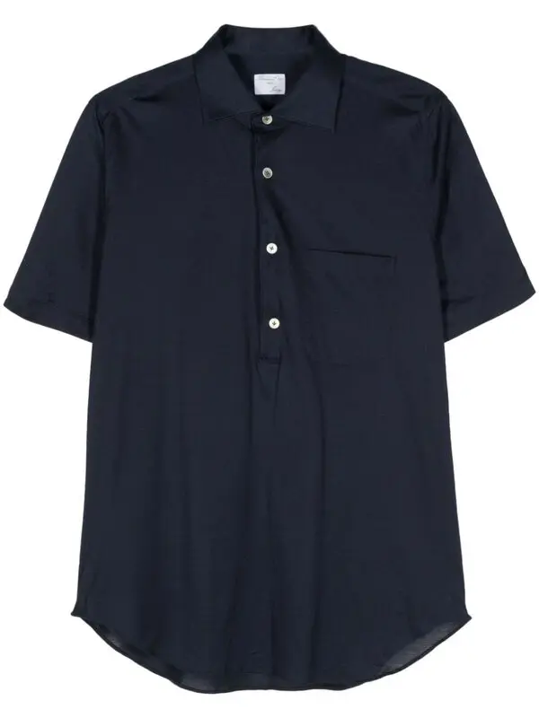 FINAMORE 1925 Cotton Short-sleeved Shirt - Blue