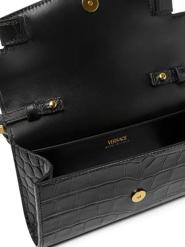 Versace Medusa '95 Croc-effect Cross Body Bag - Black