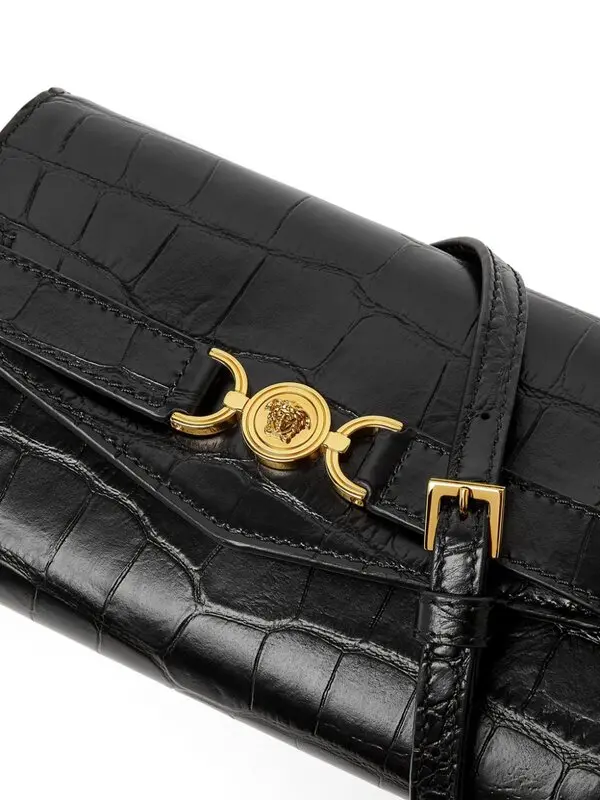 Versace Medusa '95 Croc-effect Cross Body Bag - Black
