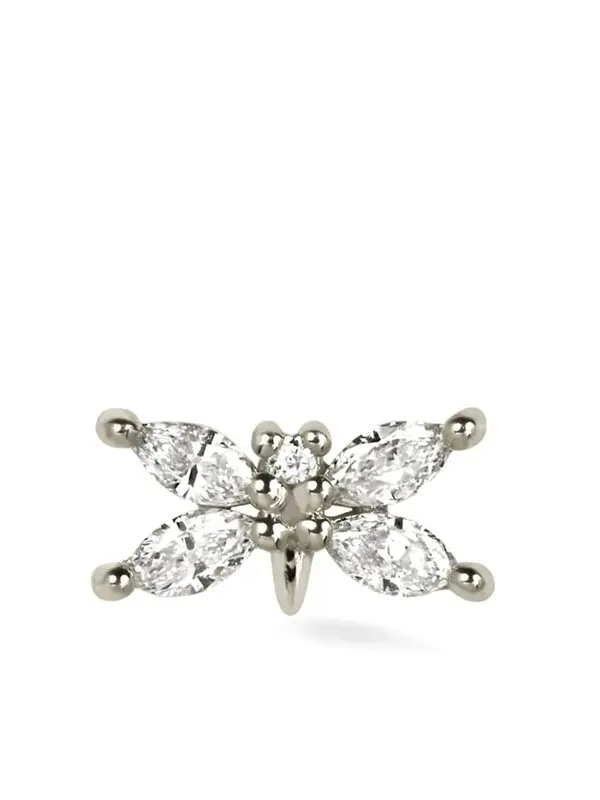 LARK & BERRY 14kt White Gold Diamond Butterfly Stud Earring - Silver