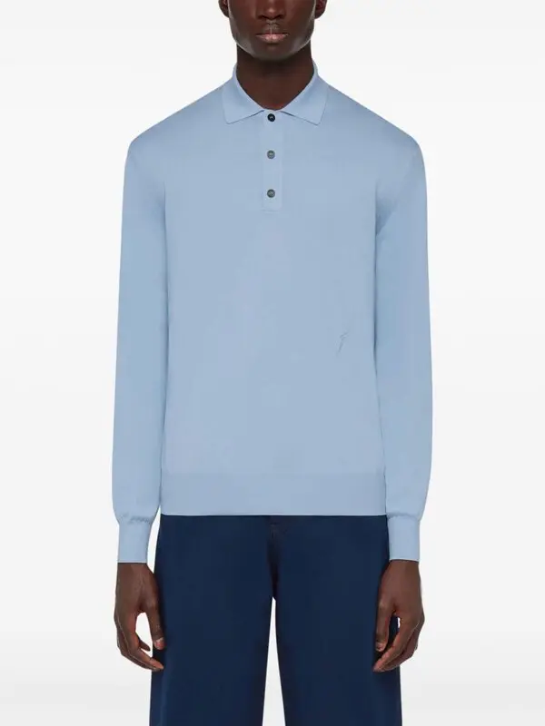 FERRAGAMO Logo-embroidered Polo Shirt - Blue