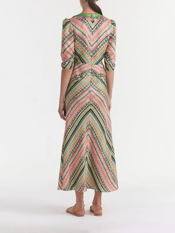 Saloni Mitsu B Mix-print Midi Dress