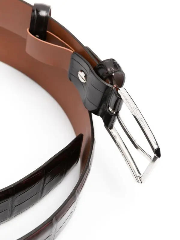 Santoni Embossed Leather Belt