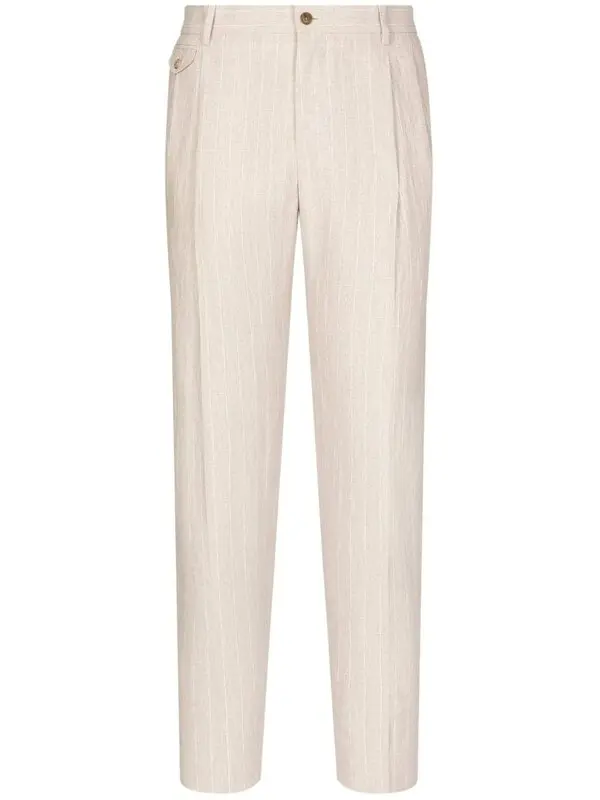 Dolce & Gabbana Tailored Linen Trousers - Neutrals