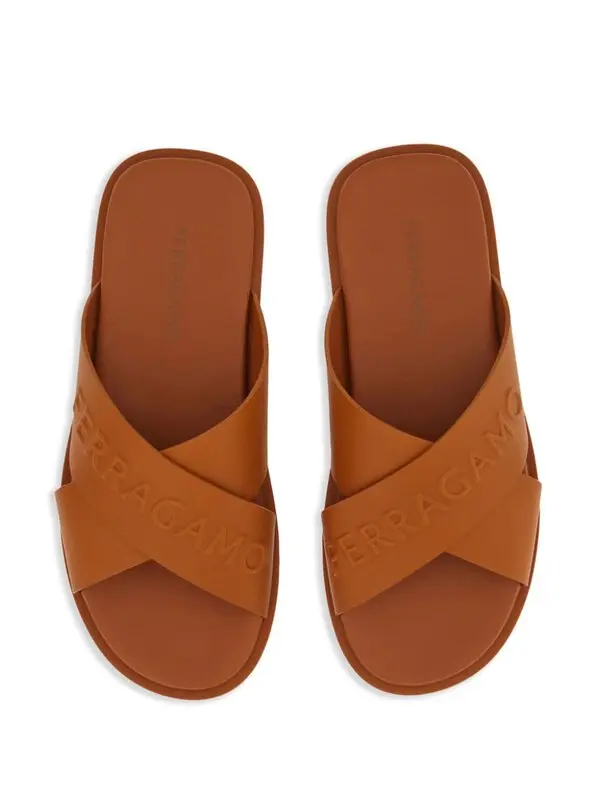 FERRAGAMO Leather Crossover Sandals