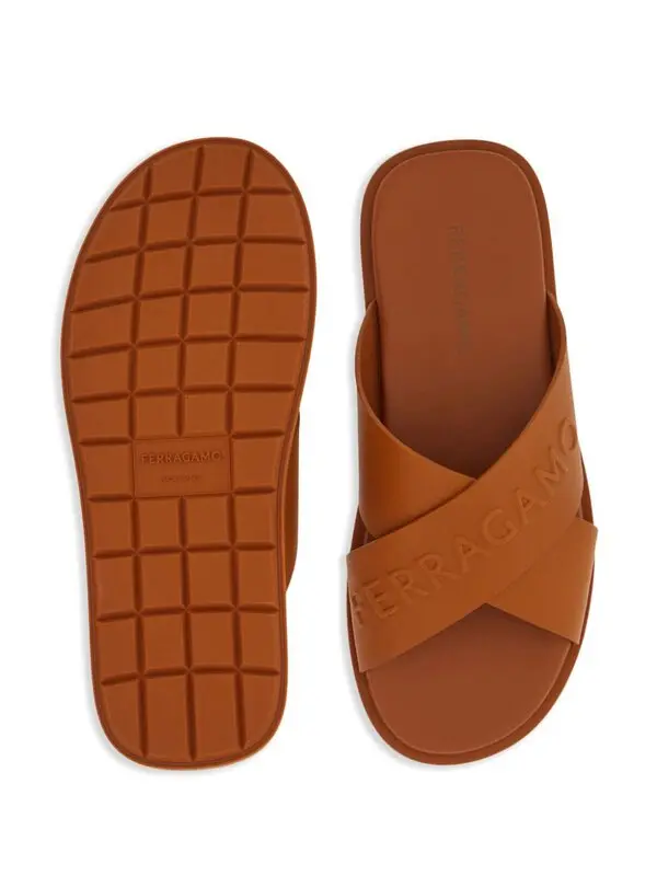 FERRAGAMO Leather Crossover Sandals