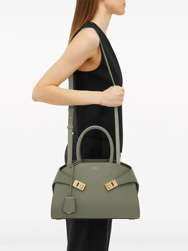 FERRAGAMO Hug Leather Tote Bag - Grey