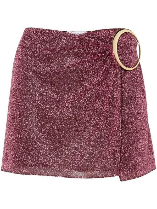 Oseree Ring-embellished Lurex Mini Skirt