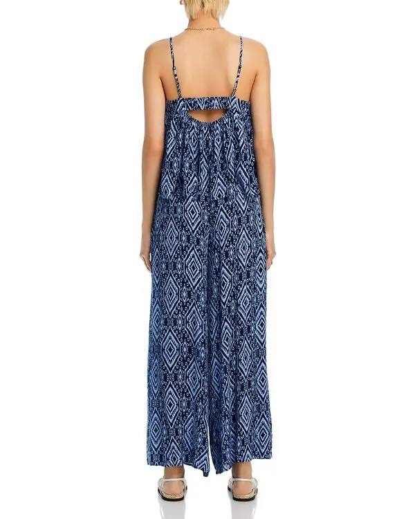 Aqua Ikat Print Smocked Waist Pants - Eclipse