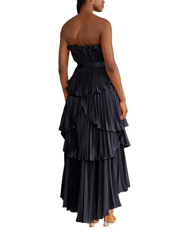 Amur Janey Tiered Midi Dress - Navy | Editorialist