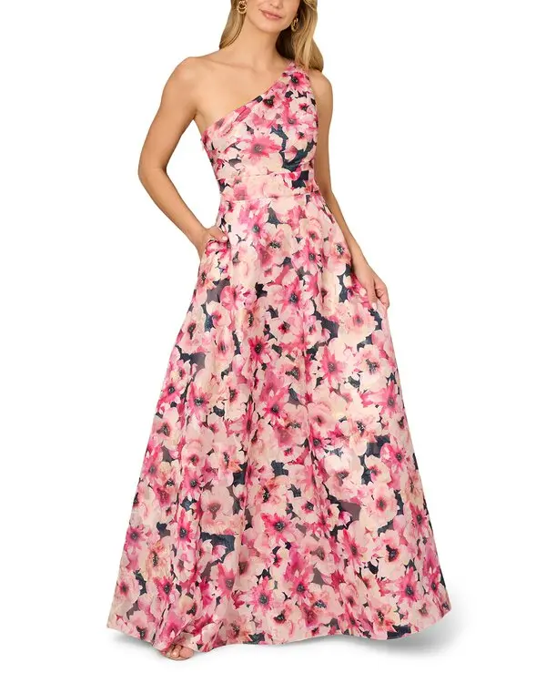 Aidan Mattox Floral Jacquard Ball Gown In Hot Pink Multi - 70% Off |  Editorialist