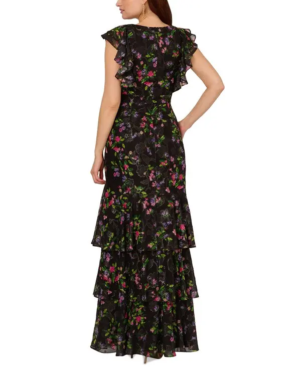 Adrianna Papell Tiered Chiffon Gown