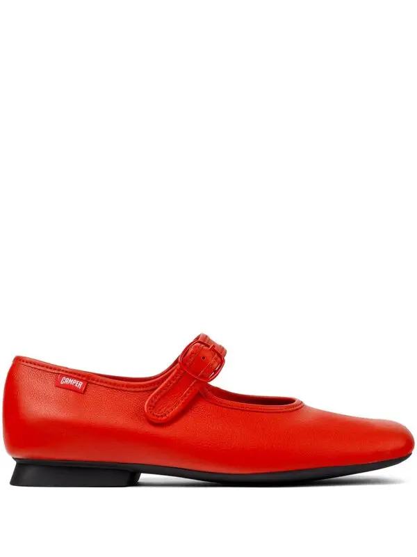 Camper Casi Myra Leather Ballerina Shoes - Red