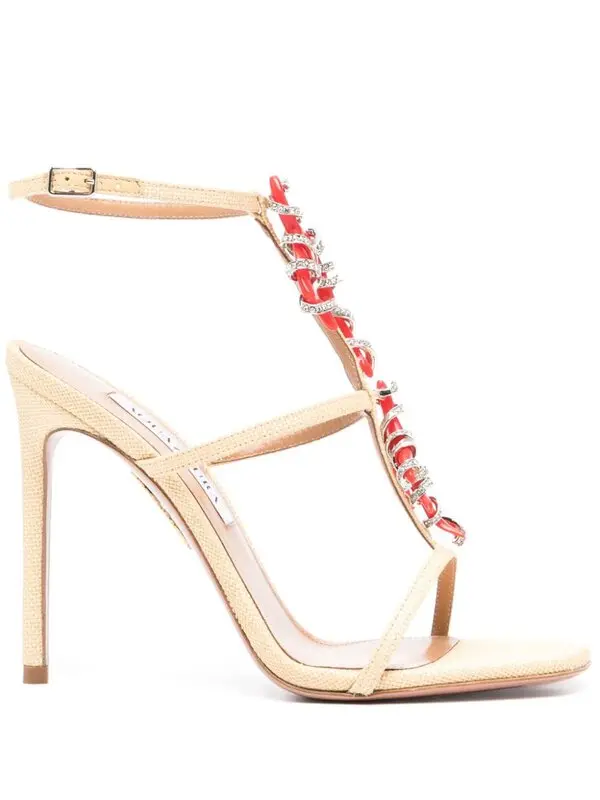 AQUAZZURA Capri Crush 105mm Raffia Sandals