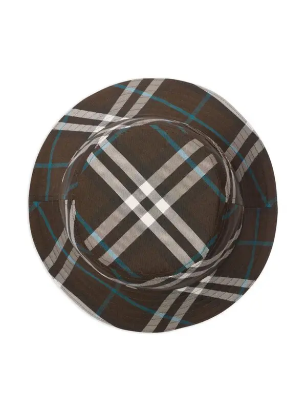 Burberry Checked Twill Bucket Hat - Brown - 30% Off  display picture 1