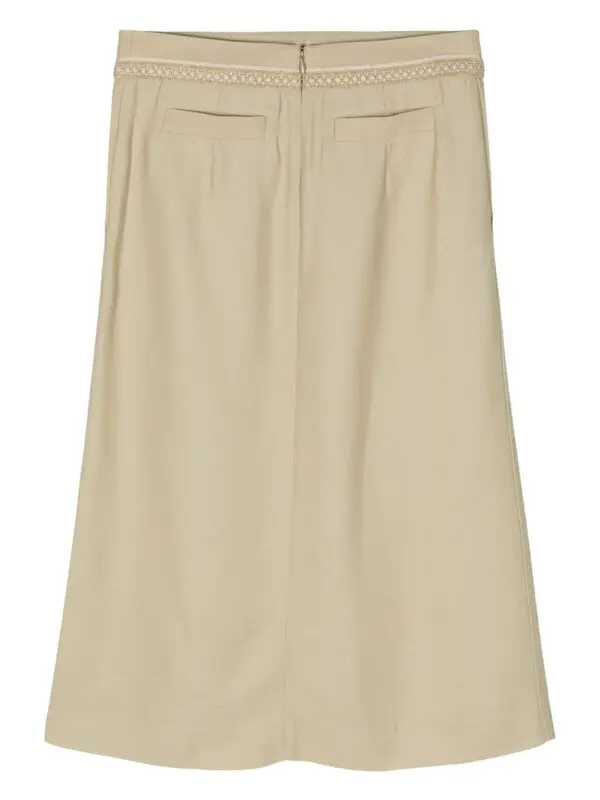 Shiatzy Chen Panelled Wool Midi Skirt - Brown