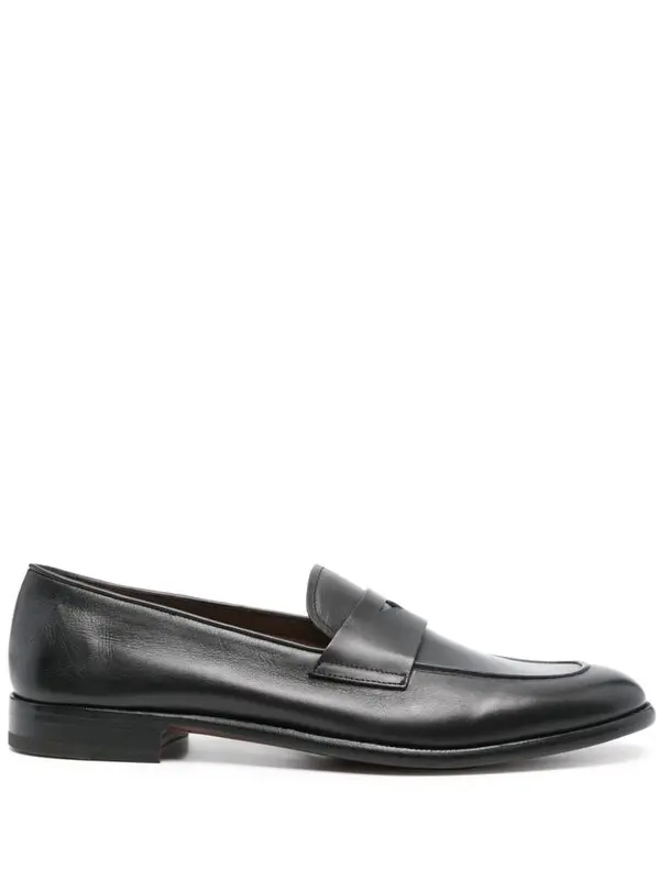 Fratelli Rossetti Almond-toe Leather Loafers - Black