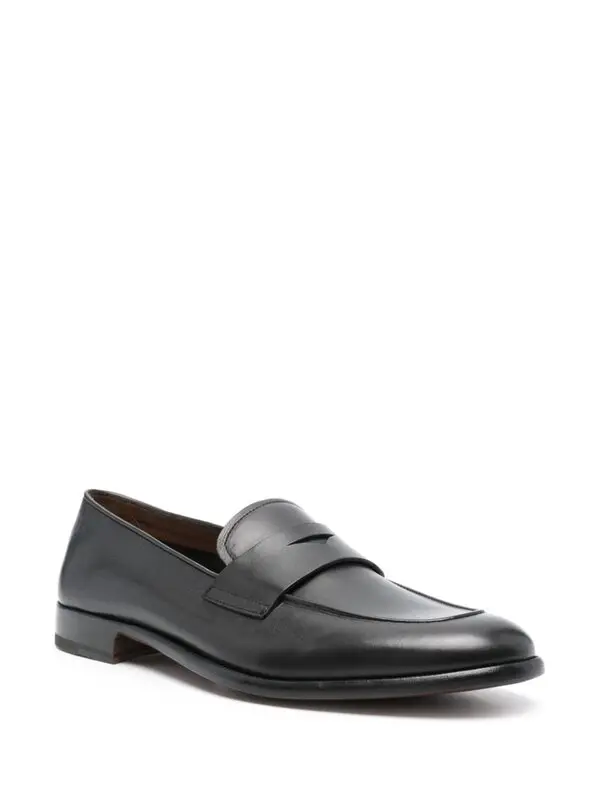 Fratelli Rossetti Almond-toe Leather Loafers - Black