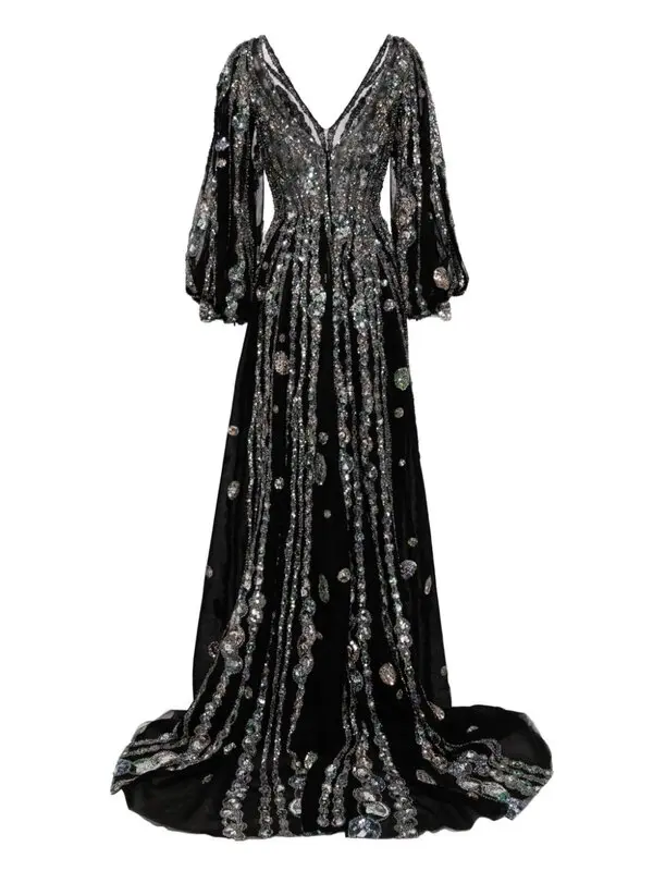 SAIID KOBEISY Beaded Tulle Gown