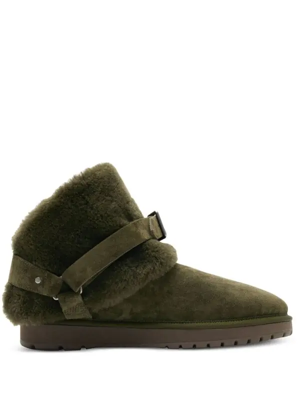 Burberry Buckled Shearling Ankle Boots