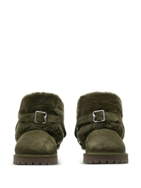 Burberry Buckled Shearling Ankle Boots