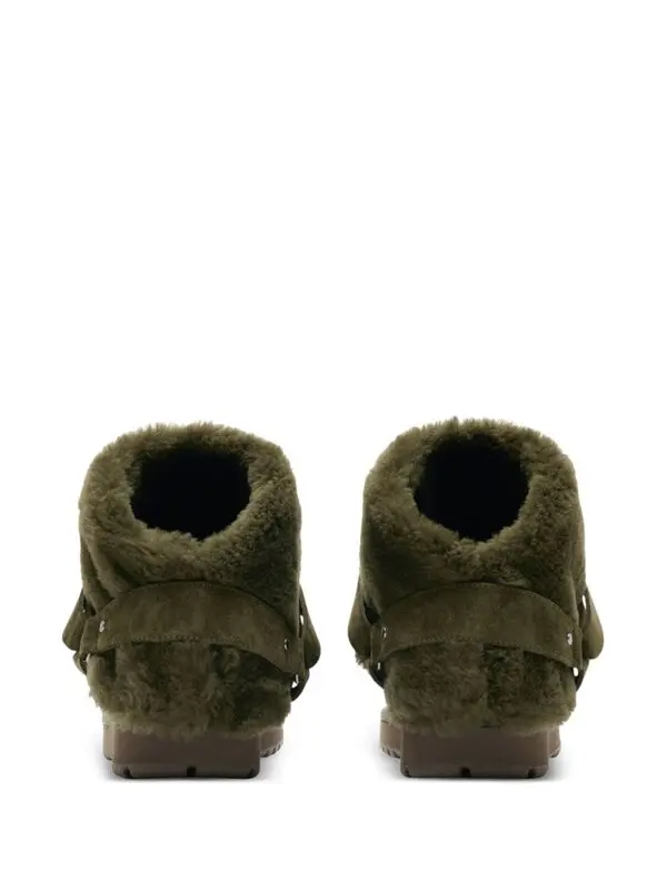Burberry Buckled Shearling Ankle Boots