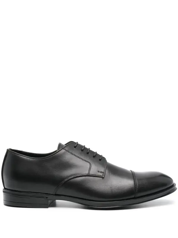 Canali Leather Derby Shoes In Black - 55% Off | Editorialist display picture 2
