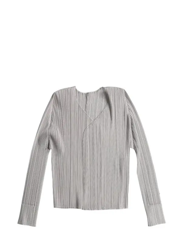 Issey Miyake V-neck Pleated Jacket - Grey