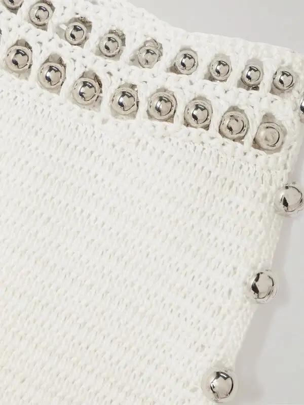 Rabanne Embellished Crocheted Straight-leg Pants - White