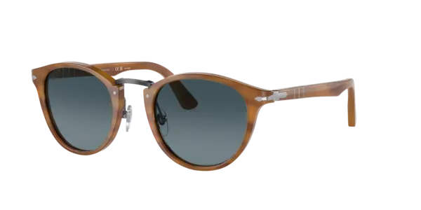 Persol Striped Brown Frame Sunglasses - Blue