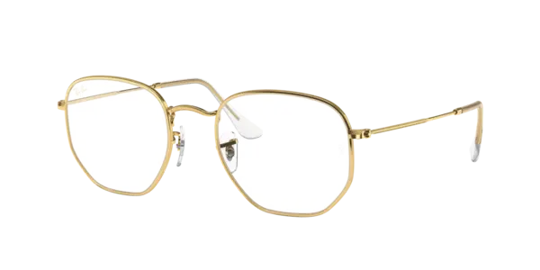 Ray-ban Hexagonal Eyeglasses With Gold Tone Frame - Clear