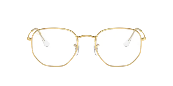 Ray-ban Hexagonal Eyeglasses With Gold Tone Frame - Clear