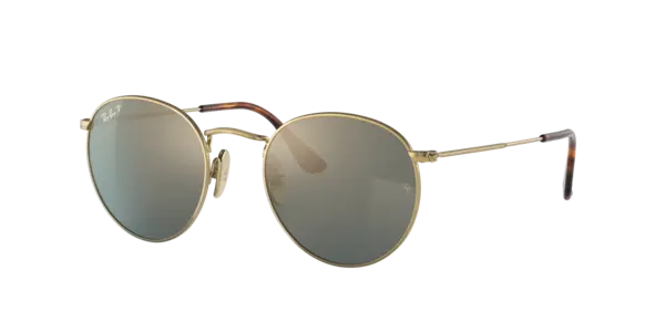 Ray-ban Round Titanium Sunglasses - Blue,gold