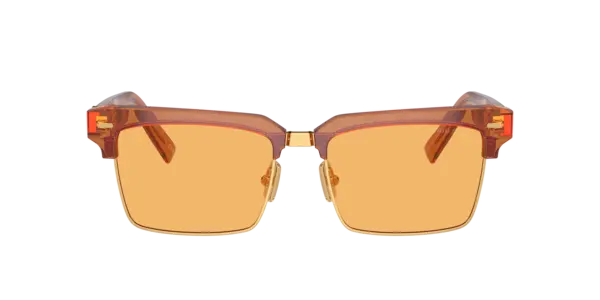 Miu Miu Rectangular Frame Sunglasses With Gold Tone Accents - Yellow
