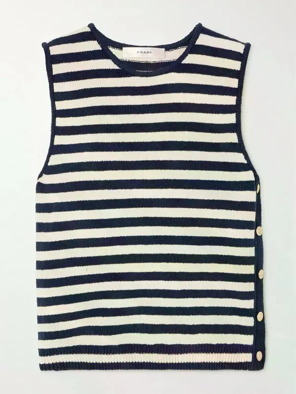 FRAME Mariner Striped Cotton-blend Terry Tank
