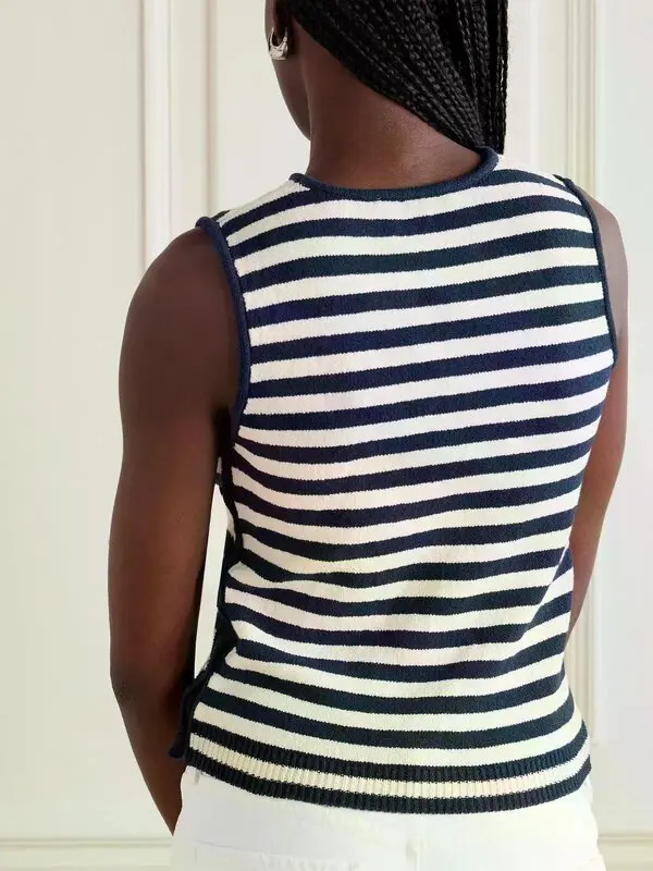 FRAME Mariner Striped Cotton-blend Terry Tank