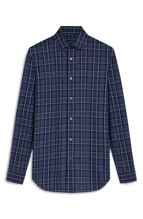 Bugatchi Ooohcotton® Plaid Print Button-up Shirt - Indigo