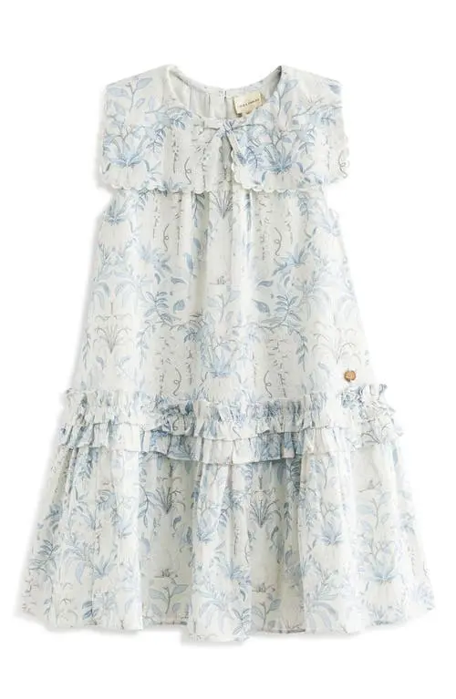 white christmas dresses 1980s Striped Cotton Peasant Dress with Puffy Bell Sleeves and Tiered